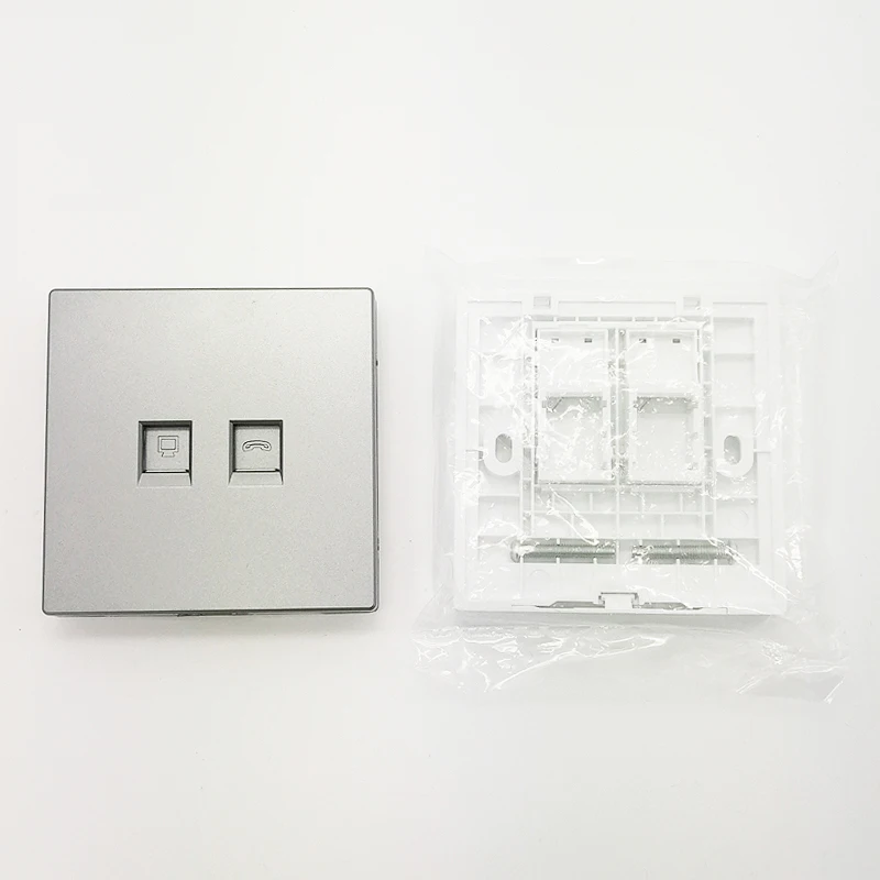 Standard Size White Plastic Network Wallplate Double Port 86 Type ...