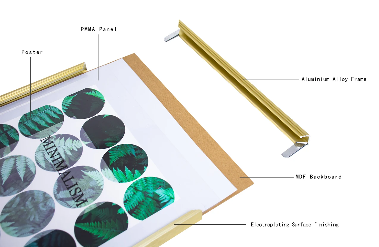 Brushed Gold Metal A4 Photo Frame Plain Photo Fram Photo Frame For Home ...