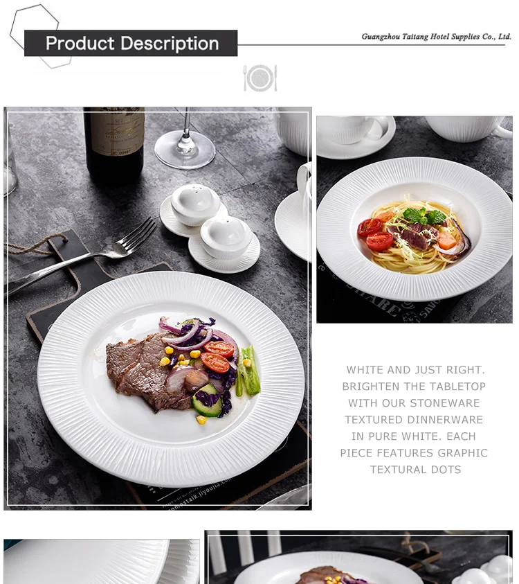Taitang Banquet Crockery Texture Design White Plates Dinnerware Sets ...