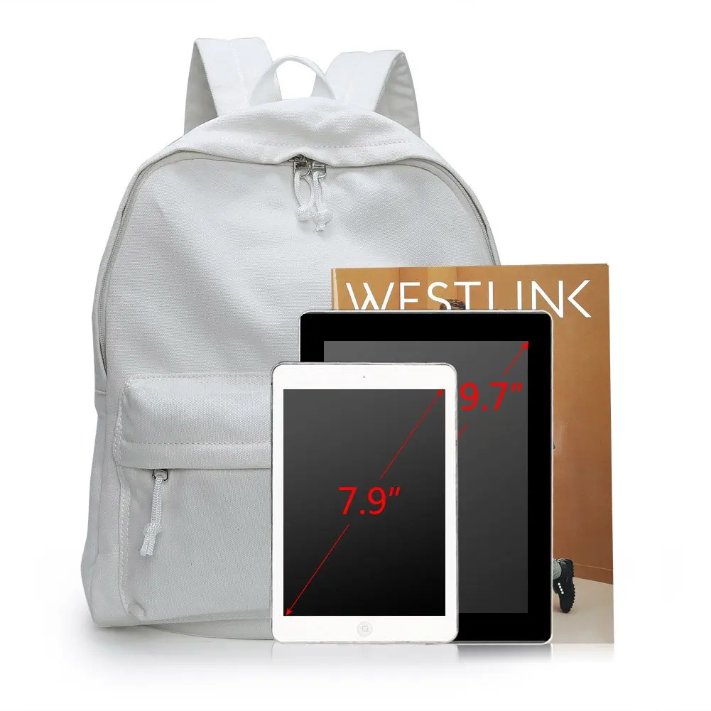 Unisex Personalized DIY Backpack Natural White Canvas Backpack Bag ...