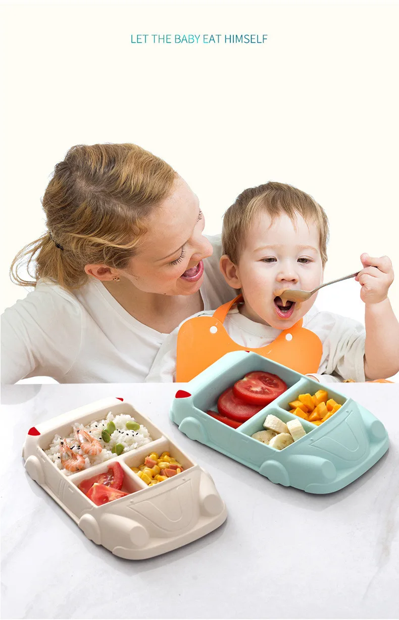 New Biodegradable Kids Tableware Set Children Bamboo Fiber Plastic Baby ...