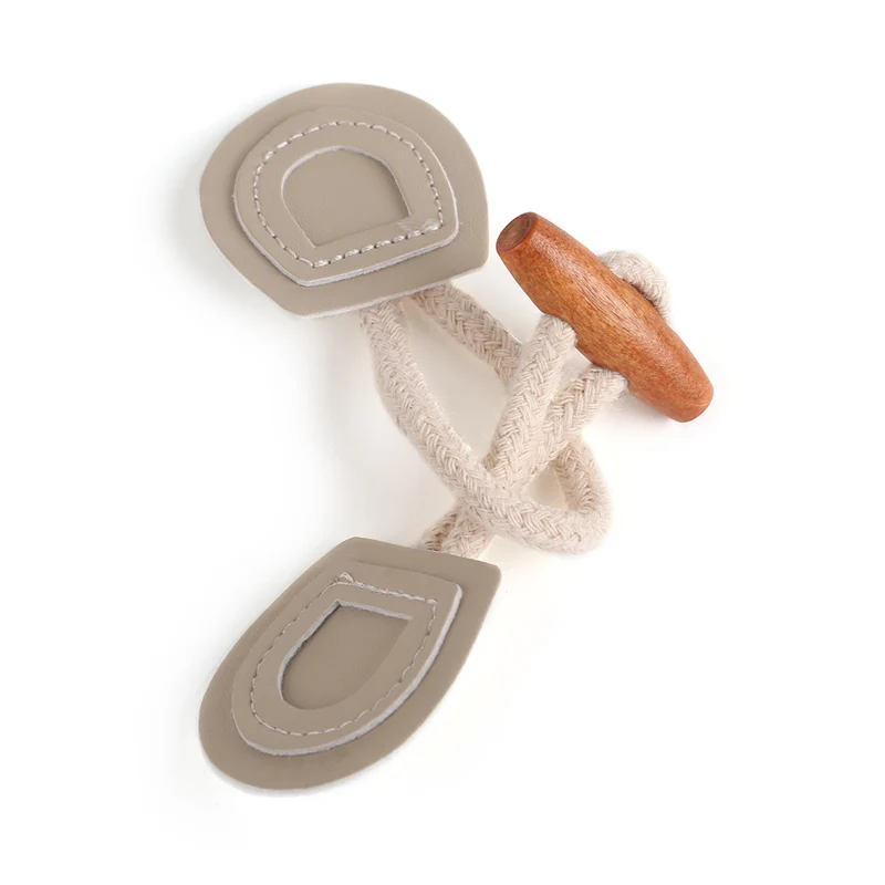 Oem Fabric Genuine Leather Wood Rope Coat Closure Toggle Button - Buy ...