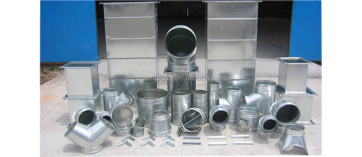 HVAC System Round Spiral Duct Fittings: Elbow Bend Reducer Tee, 15-180 ...