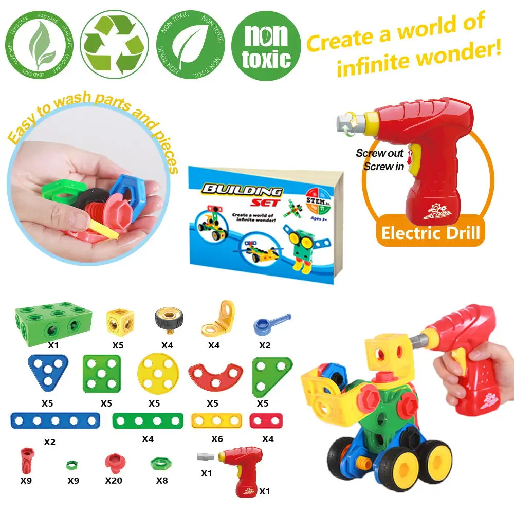 Stem Building Blocks Toys Kit Diy Construction Engineering Science ...