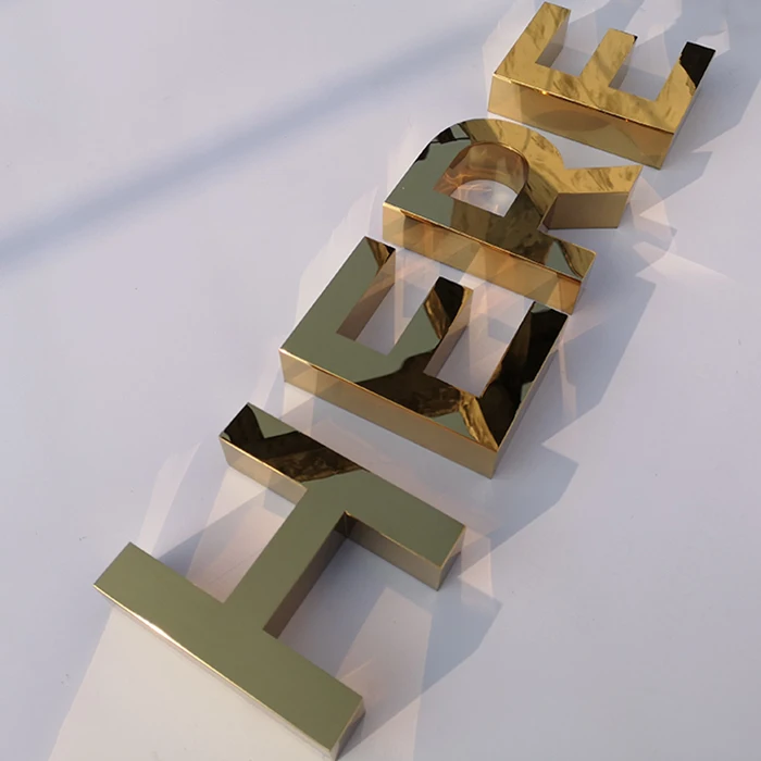 High Quality Gold Mirror Alphabet Logo Metal Wall Letters Sign - Buy ...