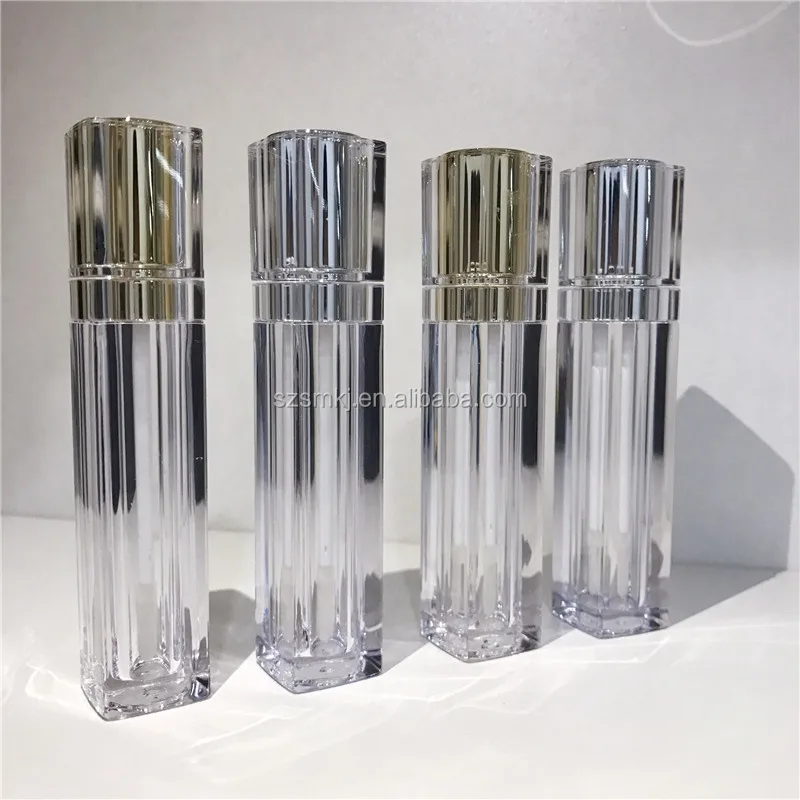 8ml Transparent Body Metal Silver Gold Lid Top Lip Gloss Tube Custom ...