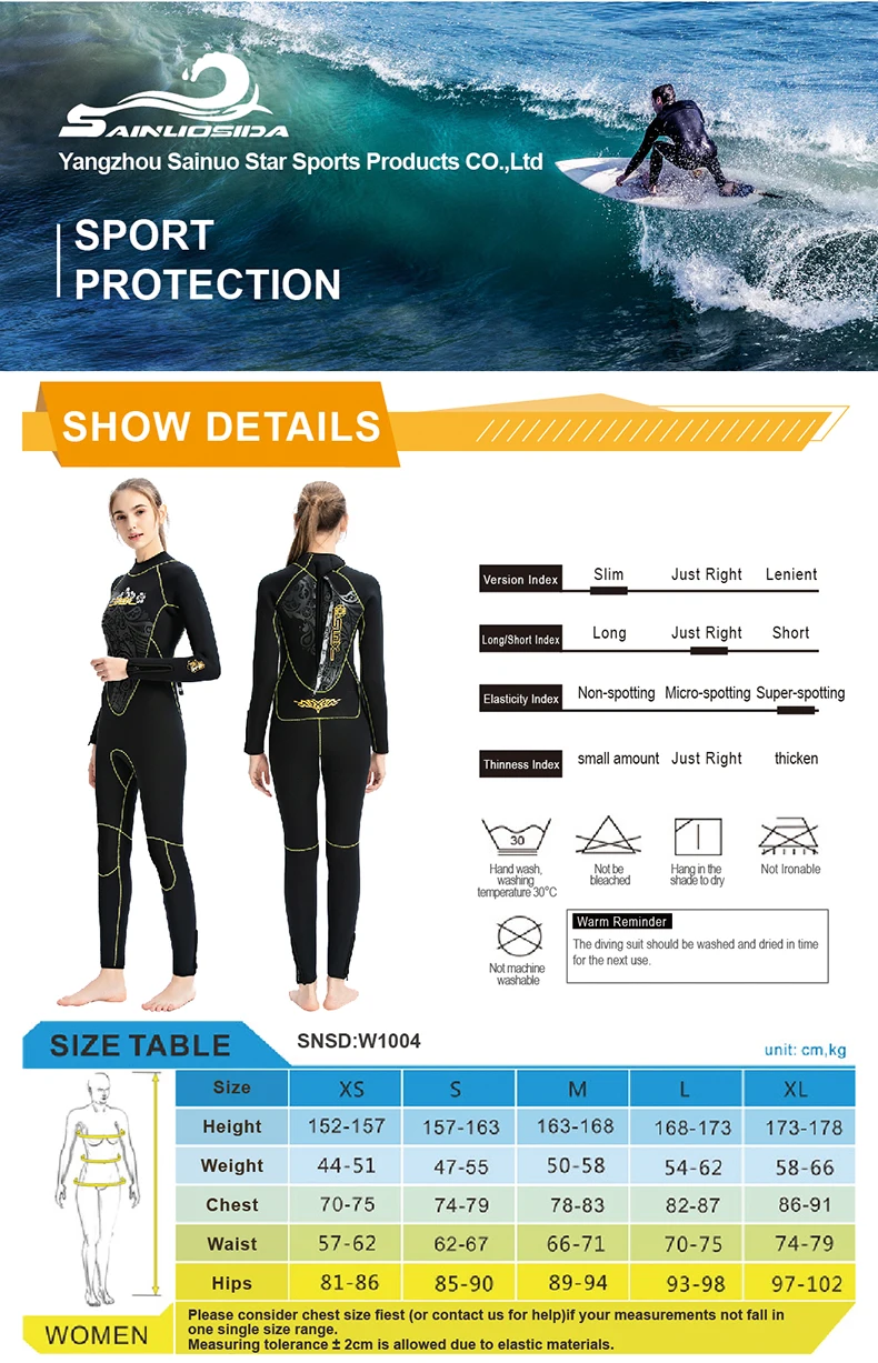 New One-piece Women Wetsuit 3mm Neoprene Smooth Skin Diving Suit Long ...