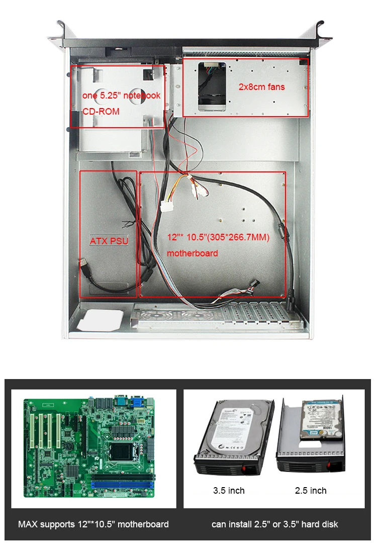 19 Inch 4U Rackmount Server Computer Case with LCD Screen & Hotswap