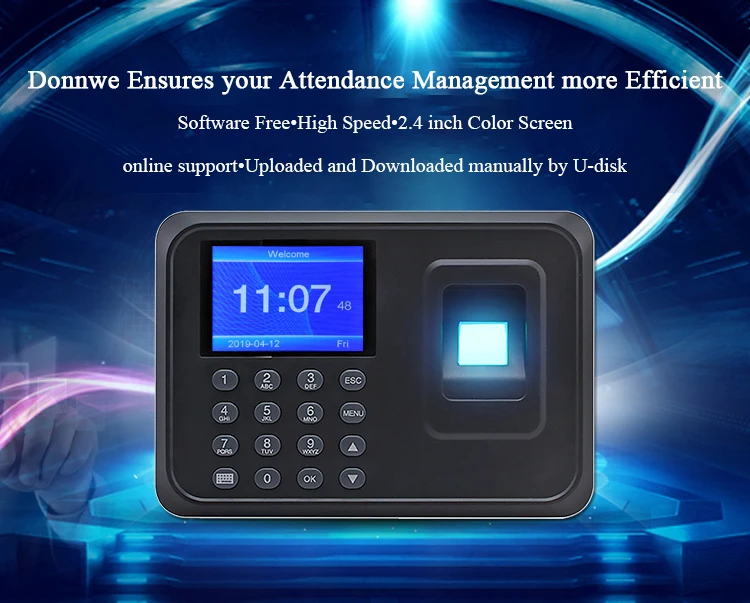 Standalone Time Clock Recording Biometric Finger Print Time Attendance ...