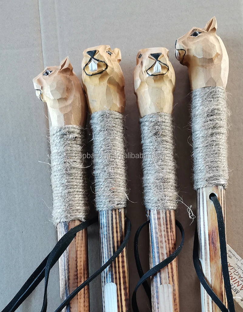 122cm Outdoor Hiking Animal Head Carving Wooden Walking Stick - Buy ...