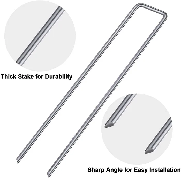 U Shaped Steel Sod Pegs Galvanized Anti Rust Ground Cover Anchoring ...