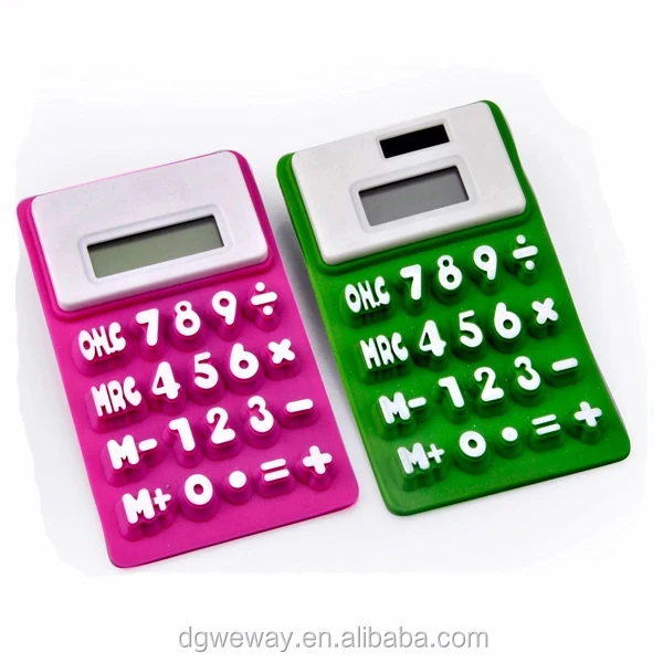 Silicone Flexible Solar-Powered Calculator - Foldable Mini Pocket ...