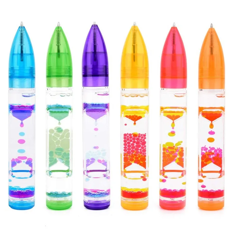 Colorful Liquid Motion Bubbler Oil Timer Pens Sensory Toy Regular Pen ...