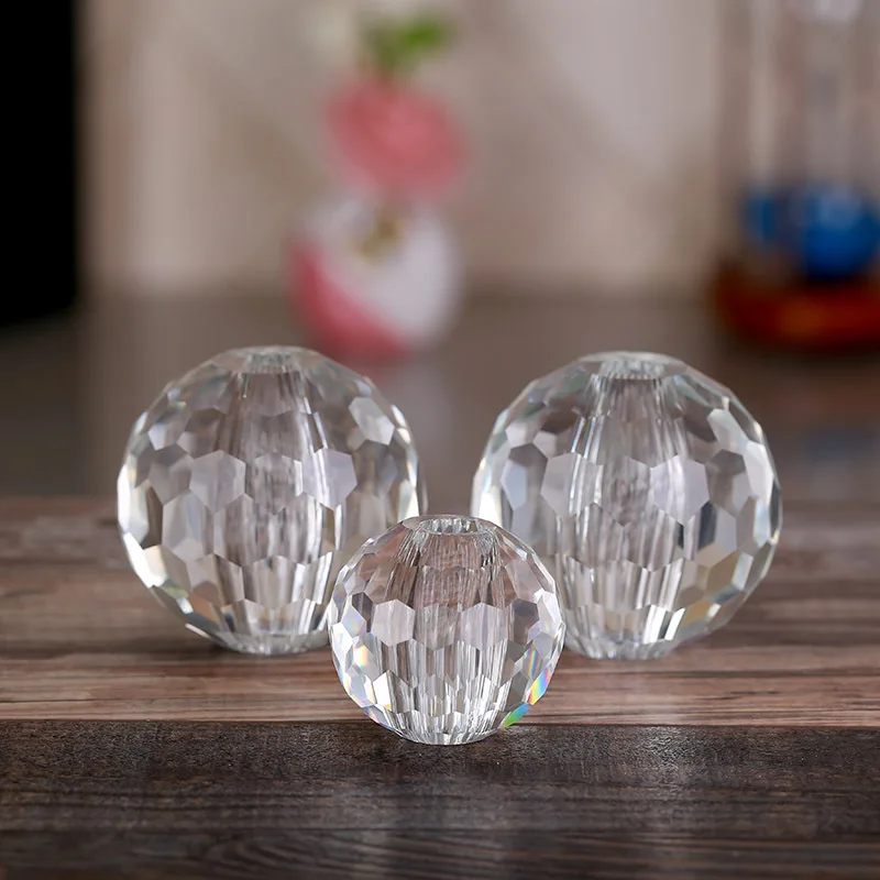 Solid Faceted Crystal Glass Sphere Ball for Table Lamp