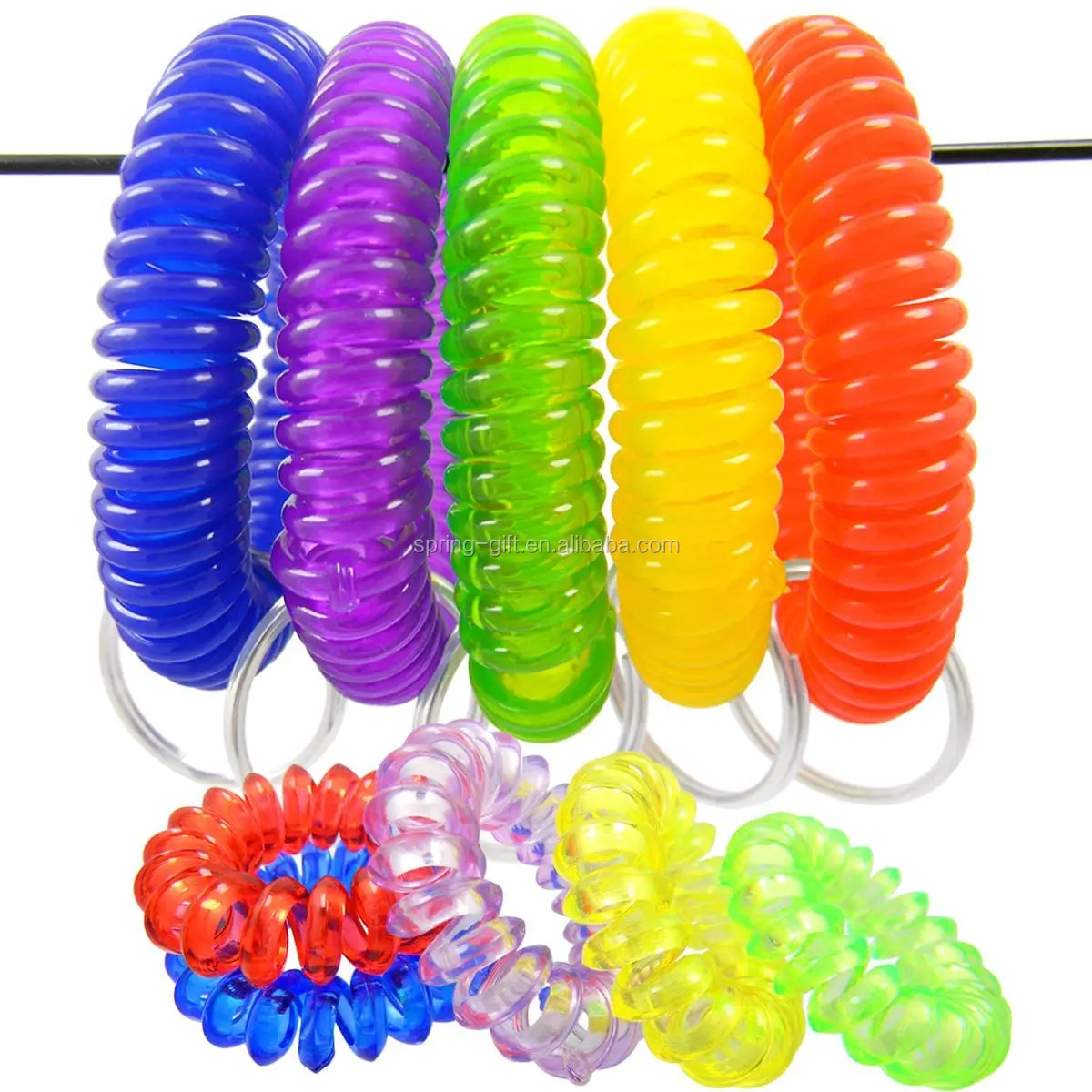 Colorful Assorted Flexible Plastic Spiral Keyring Chains Plastic Spring ...