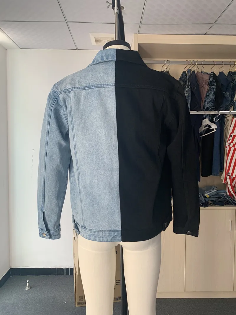 Two-tone Mens Jackets & Coats Denim Custom Logo Chaquetas Hombre ...