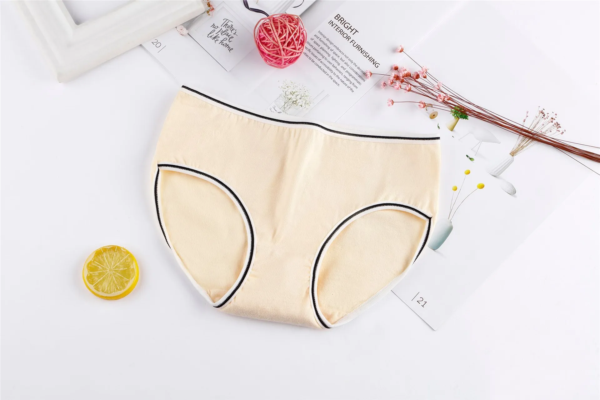 Women Underwear Women's Pure Cotton Panties Sexy Solid Color Girls ...