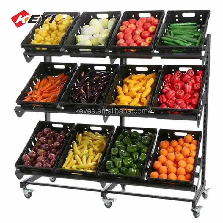 Custom Design Supermarkt Regale Holz Obst Regal Obst Display Stand Obst ...