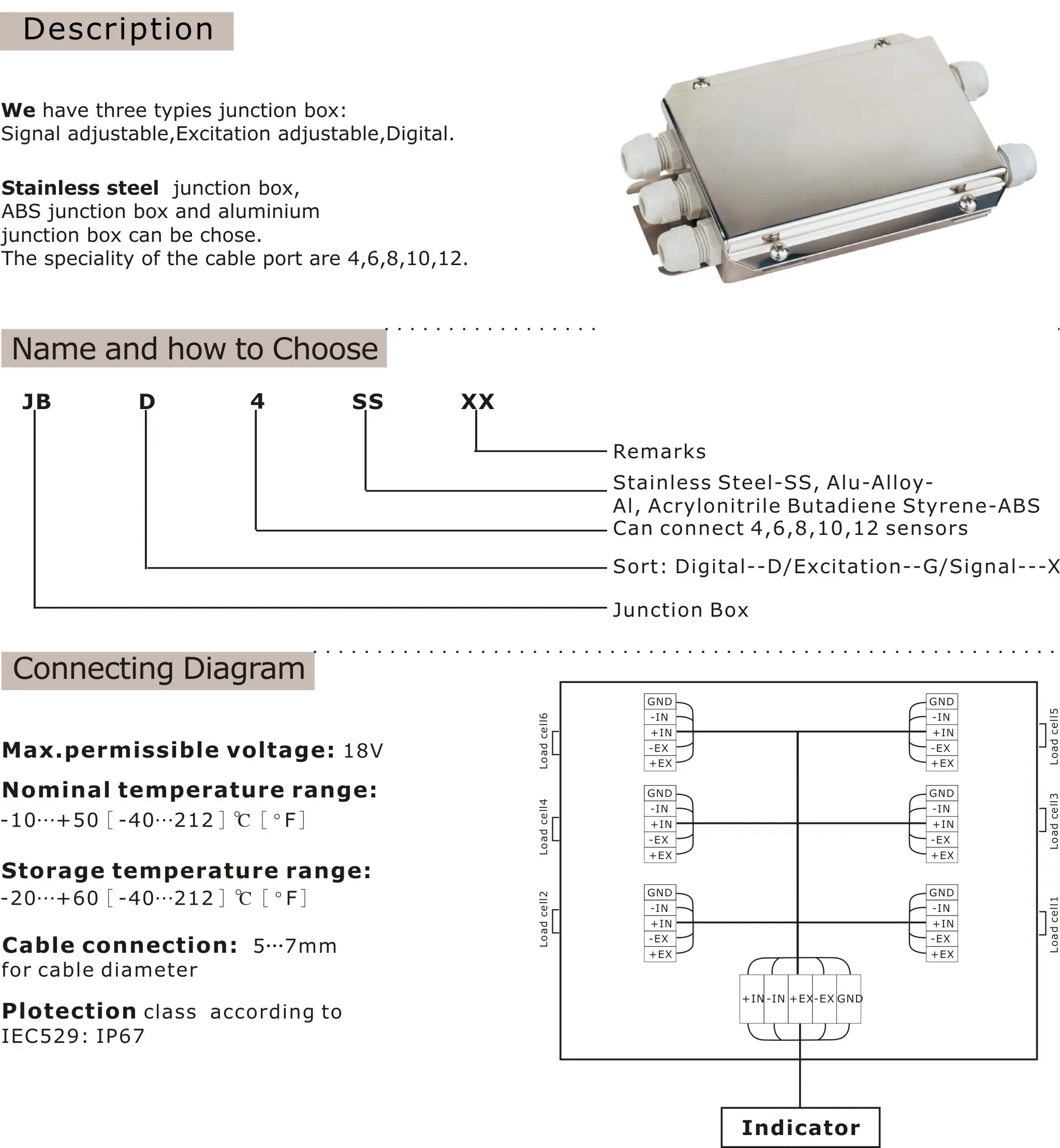 Compact Surge Summing box Floor scale junction box 4 6 8 10 loadcells ...