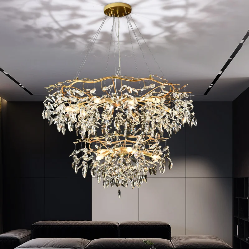 JC LIGHTING Gold Chandelier Crystals - Luxury Ceiling Lights