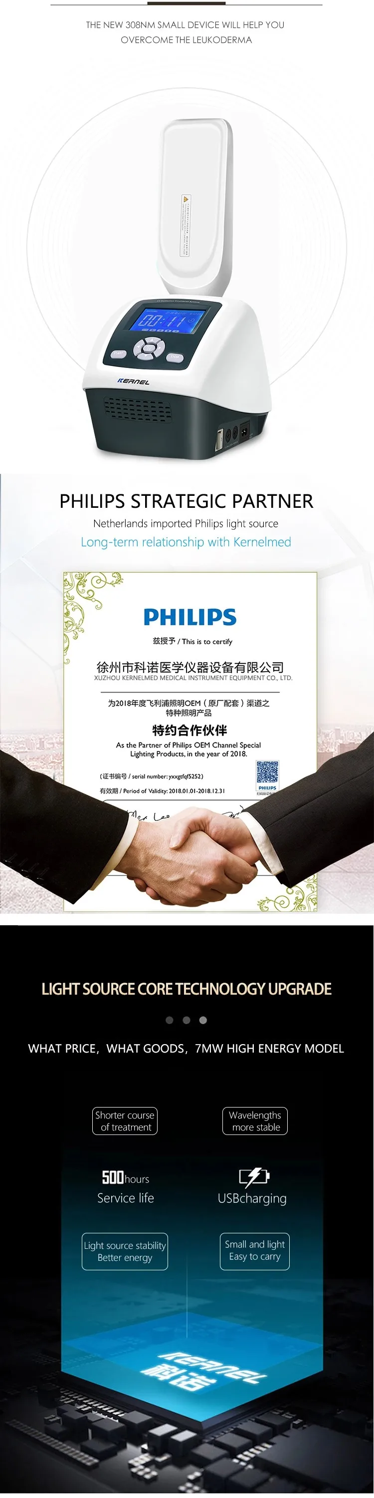 Usa 510k Approved Kernel Uvb Phototherapy Puva 311nm Nb Uvb Lamps For ...