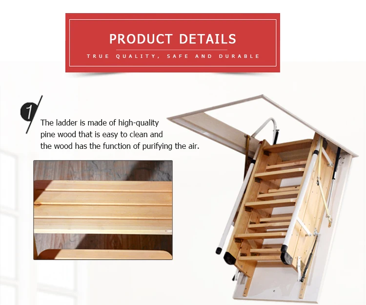 Hydraulic Wood Ladder - Stylish & Space-Saving Solution