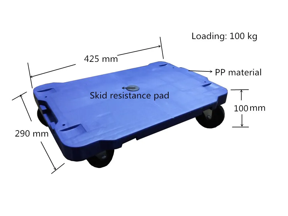 100 Kg Loading 4 Universal Wheels Furniture Mover Flat Cart Flowerpot ...