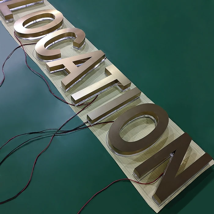 Custom Outdoor Building 3d Gold Brushed Steel Emboss Light Alphabets ...