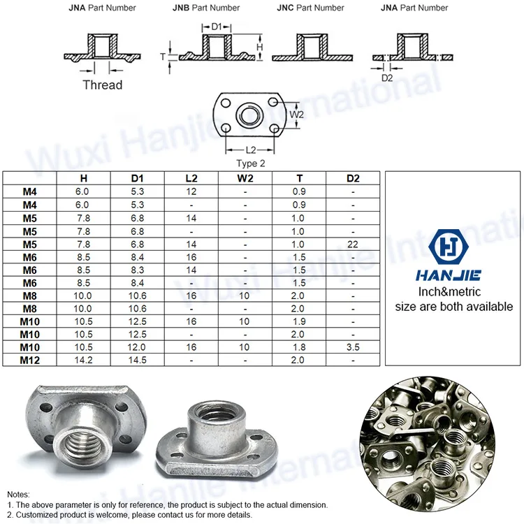 M6 M8 M10 M12 7/16 2 4 Holes Carbon Steel T Tee Weld Nut