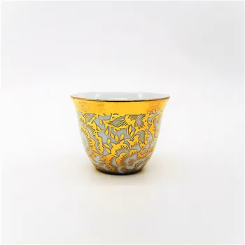Cheap Price Porcelain 12pcs Golden Cawa Cup,Ceramic Arabic Kawa Cup Set ...