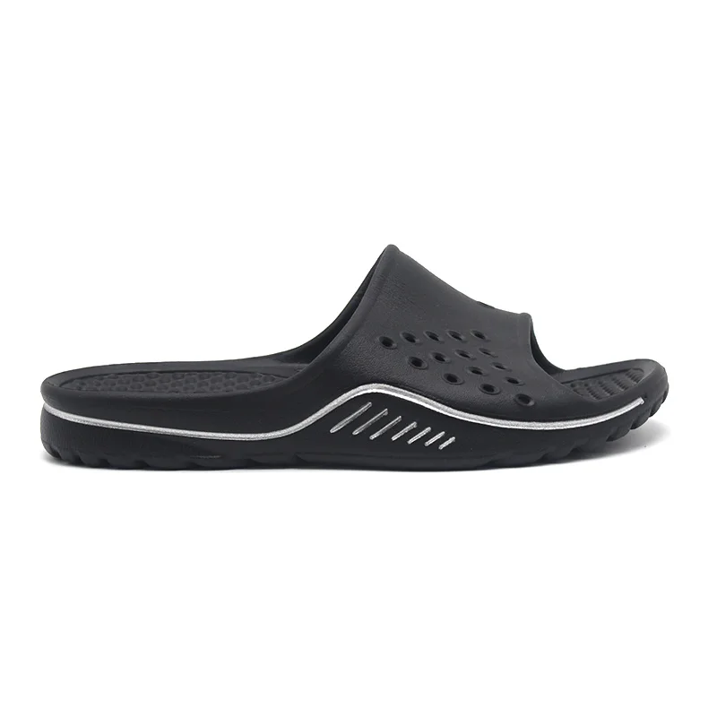 Eva Injection Black Plain Slide Sandals Comfort Indoor Ladies Men ...