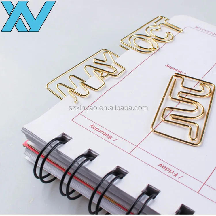 Month Week Shape Paper Clip Custom Gold Paper Clip - Buy Custom Shape ...