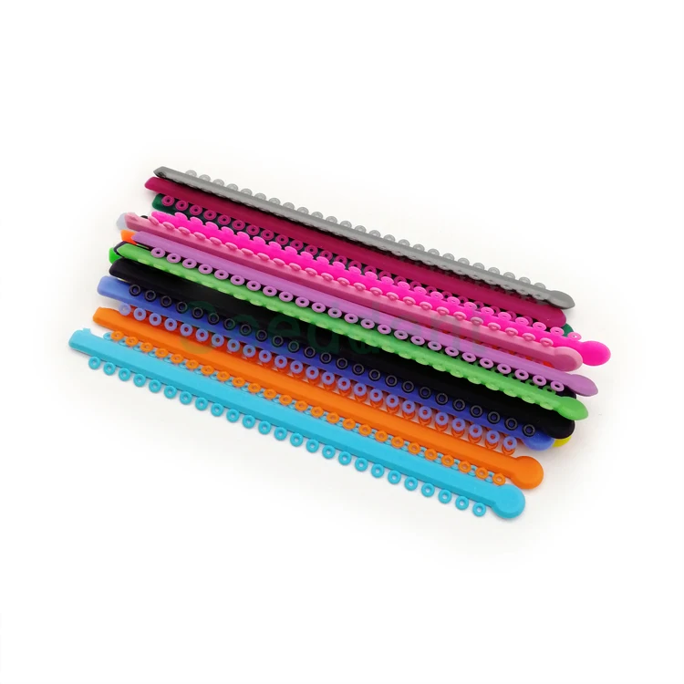 48 Colors Plastic Dental Orthodontic Elastic Long Type Ligature Tie ...