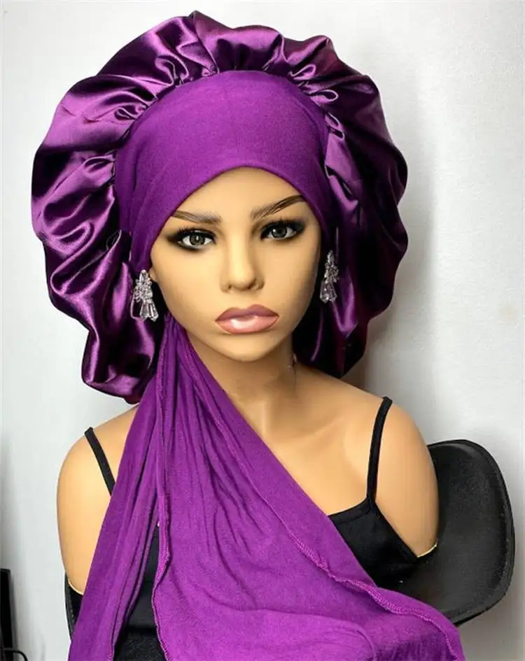 Wholesale New Design Custom Logo Extra Large Satin Bonnet with Wide Band