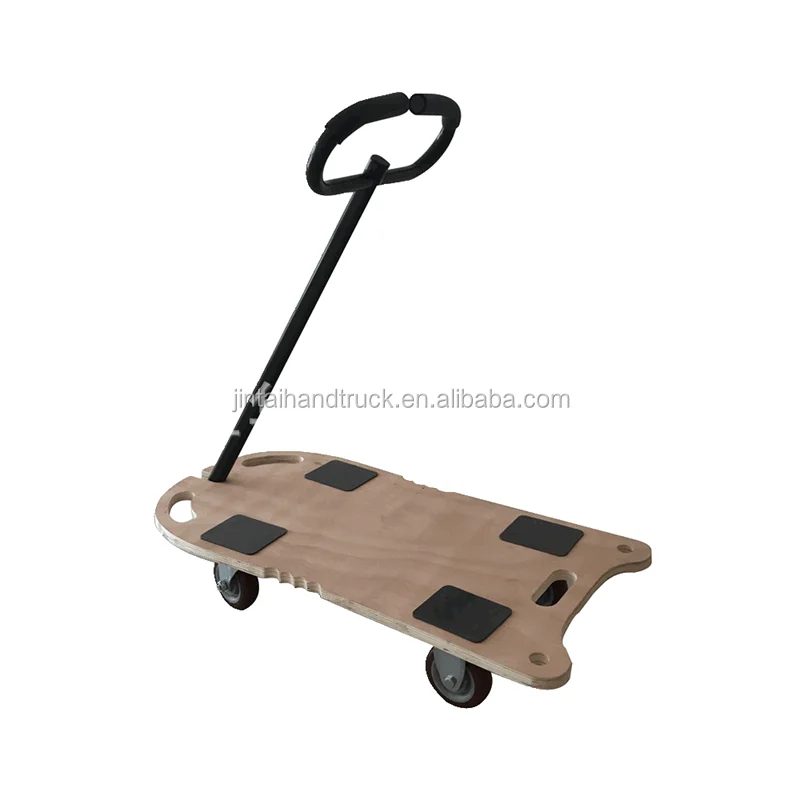 Pull Handle Wood Moving Dolly 4 Wheels Wooden Dollies Pu Caster - Buy ...