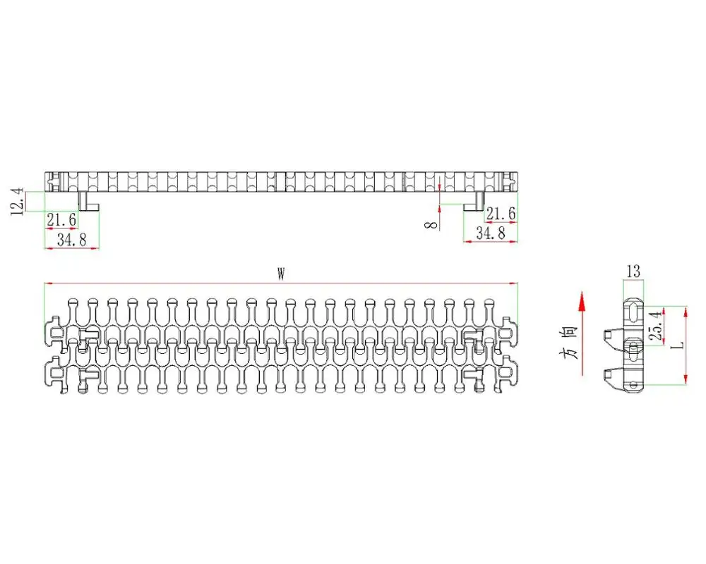 90 Degree Conveyor Modular Belt ( T-800) - Buy Modular Belt,Sideflex ...