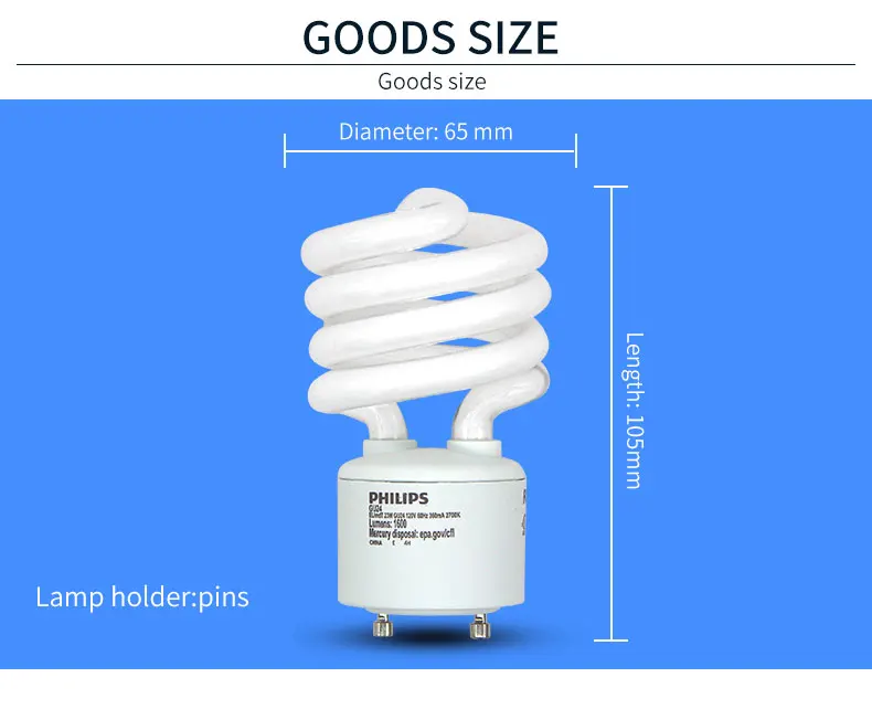 Philips 23W Spiral Energy-Saving Lamp - 2700K Yellow Light