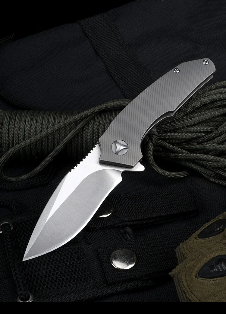 Folding Knife Vg10 Blade Pocket Knives Titanium Handle Edc Hiking ...