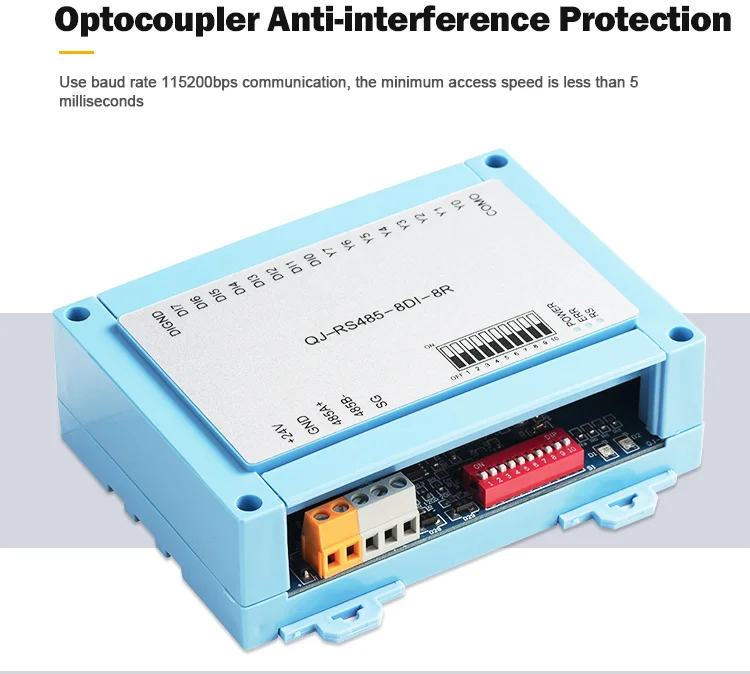 8-channel RS485 Digital Input & Relay Output Module 24VDC