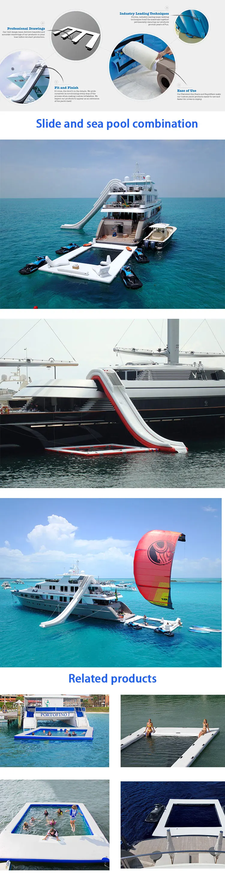 Inflatable Yacht Slide Freestyle Cruiser Floating Inflatable Dock Yacht ...