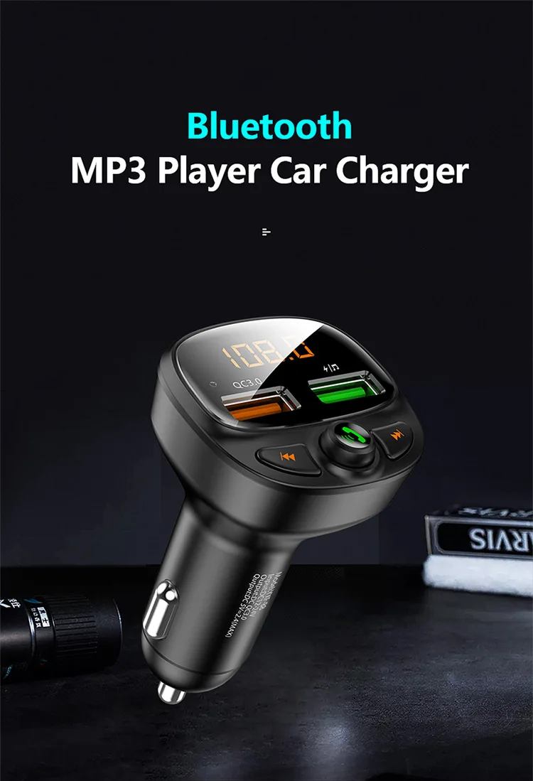 Free Shipping Free Qc3.0 Led Digital Mp3 Player Charger Adapter Fast ...