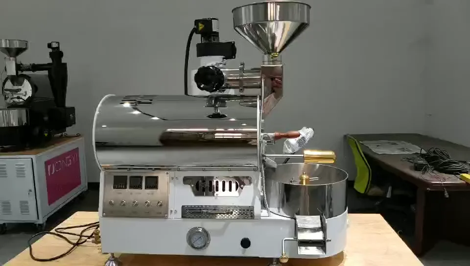 Small Portable 1kg 2kg Gas Electric Coffee Bean Roaster Machine With Ce ...