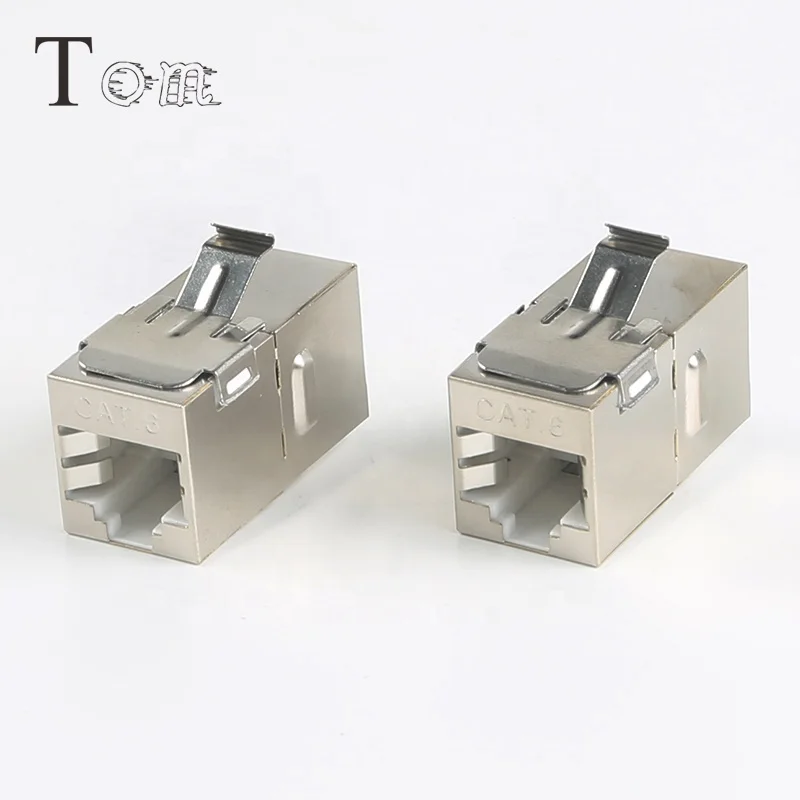 Tom-kj-22 Cat5e/cat6/cat6a Stp Inline Coupler Rj45-rj45 180 Degree ...