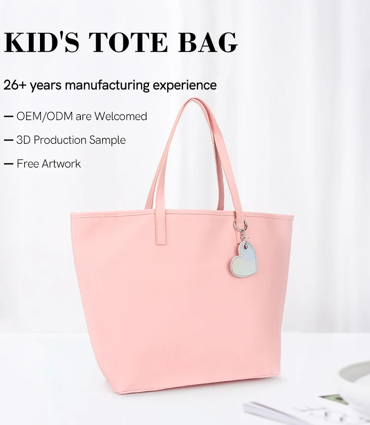 Fashion Casual Pink Cute Large Capacity Kids Pu Tote Bags Women ...