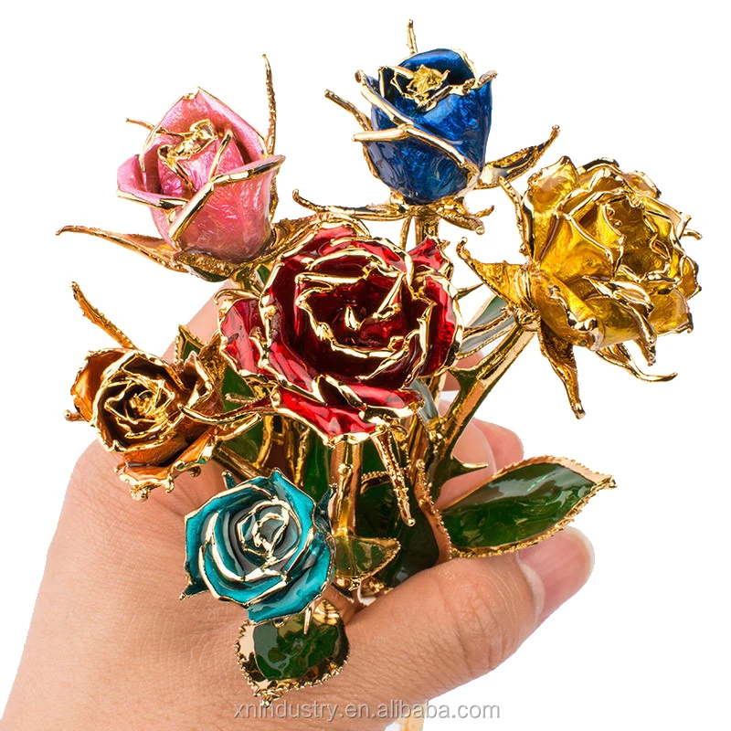 24k Real Preserved Rose Gold Immortal Flower Stems - Decorative For ...