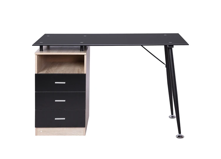 China Supplier Modern Glass Computer Desk Black Powder Coating High 2969
