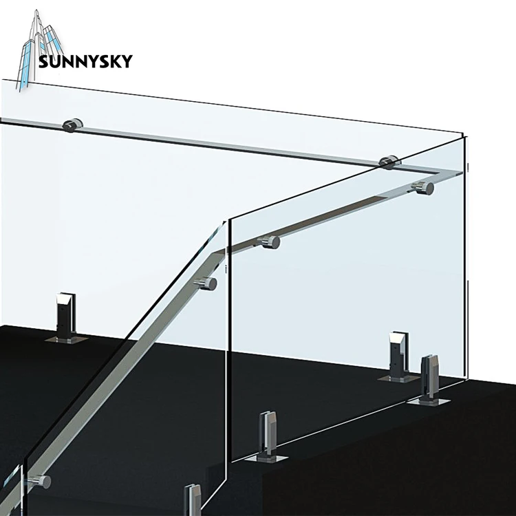 Sunnysky Modern Glass Railing System Deck Stainless Steel Balcony Stair ...