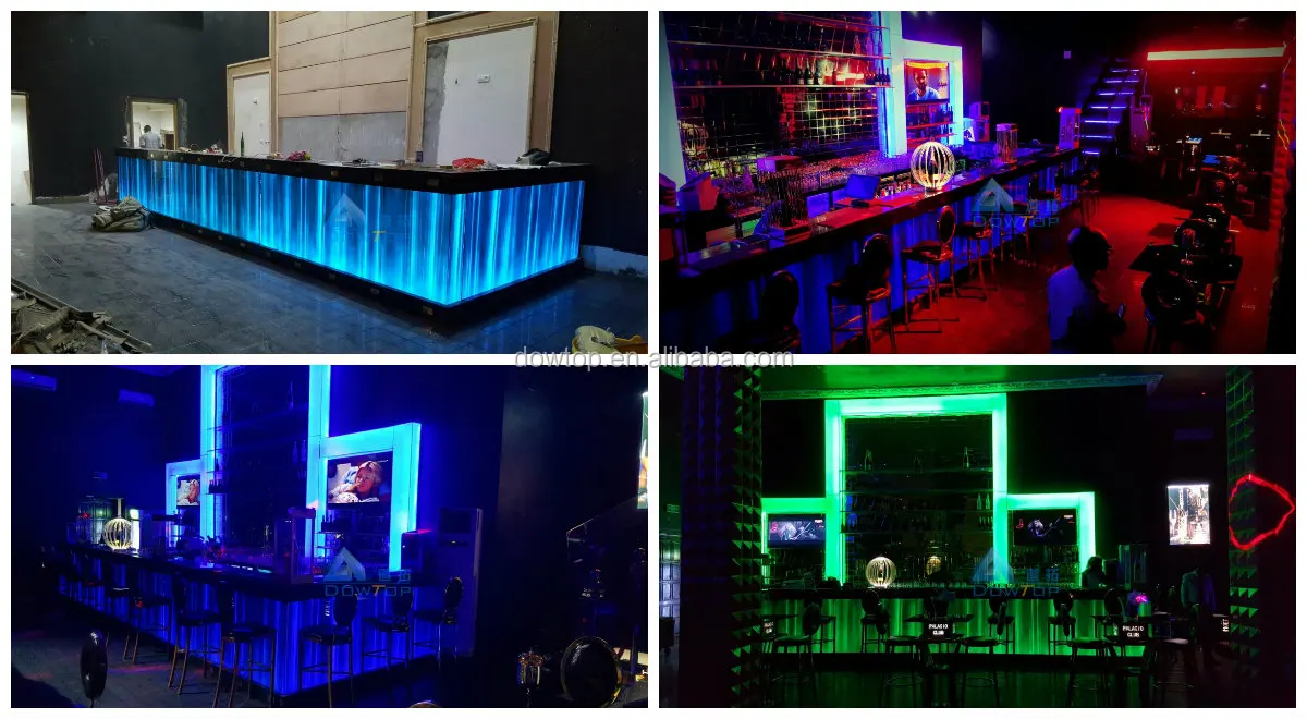 Solid Surface Long Commercial Pub Cafe Wine Bar Drinking Counter With ...