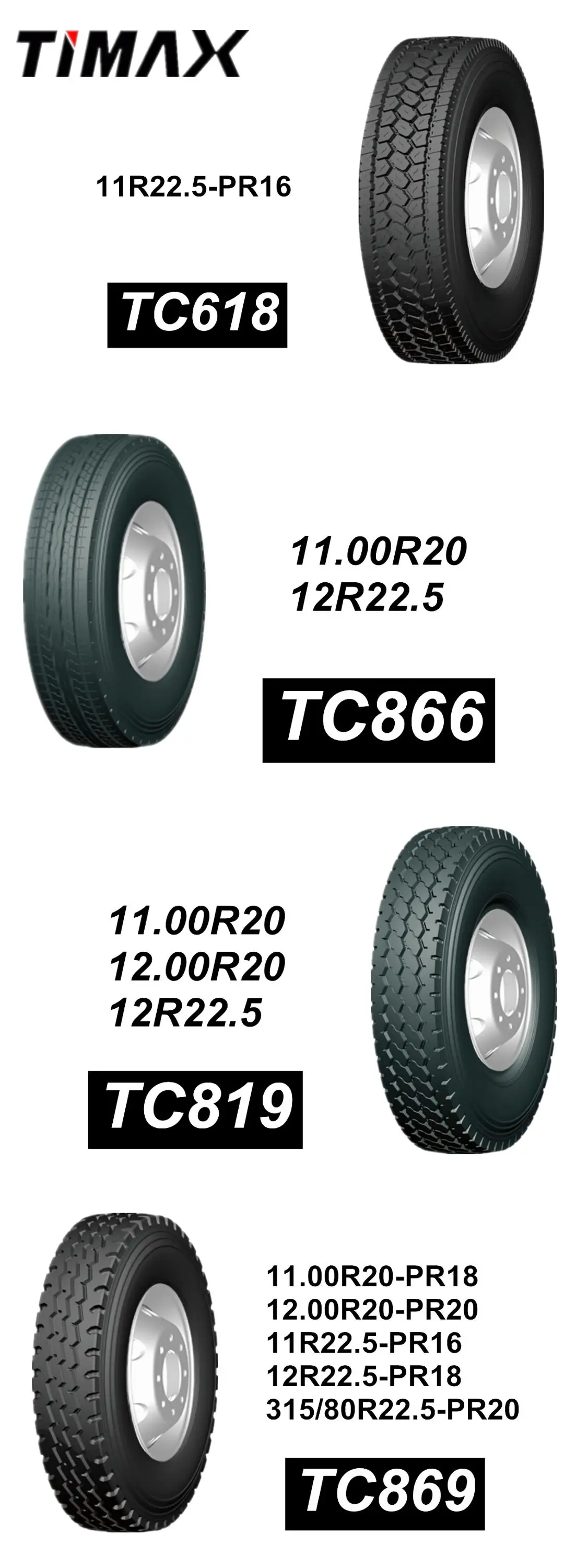 Radial Tubeless Truck Tires TIMAX KAPSEN DOUPRO 315/80R22.5 11R22.5 1100R20 12R22.5 1200R20 295 ...