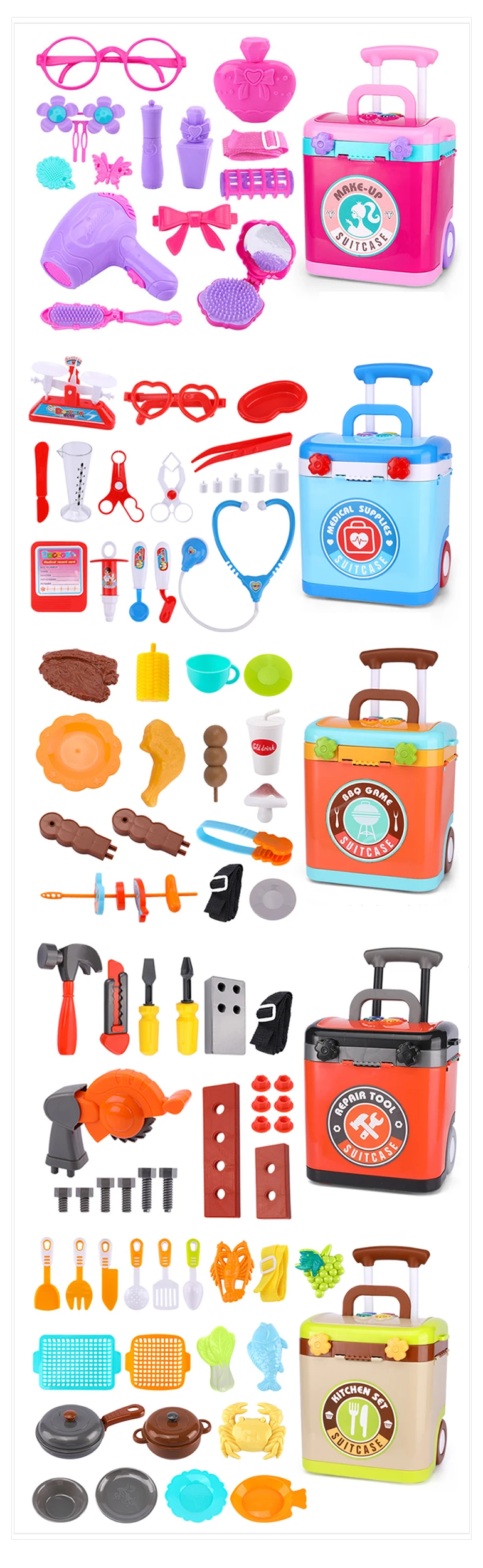 Dressing Table Makeup Suitcase Electric Play Girls Dress Up Toys - Buy ...